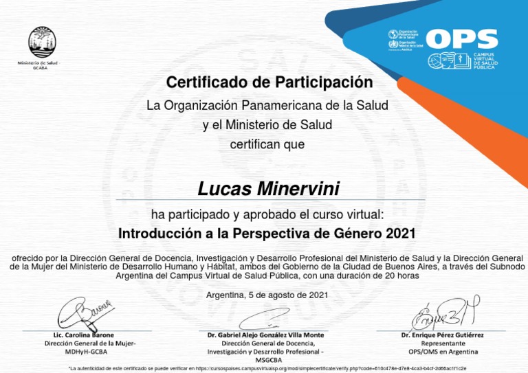 Introducción A La Perspectiva de Género - 2021 GCABA-Certificado Del ...