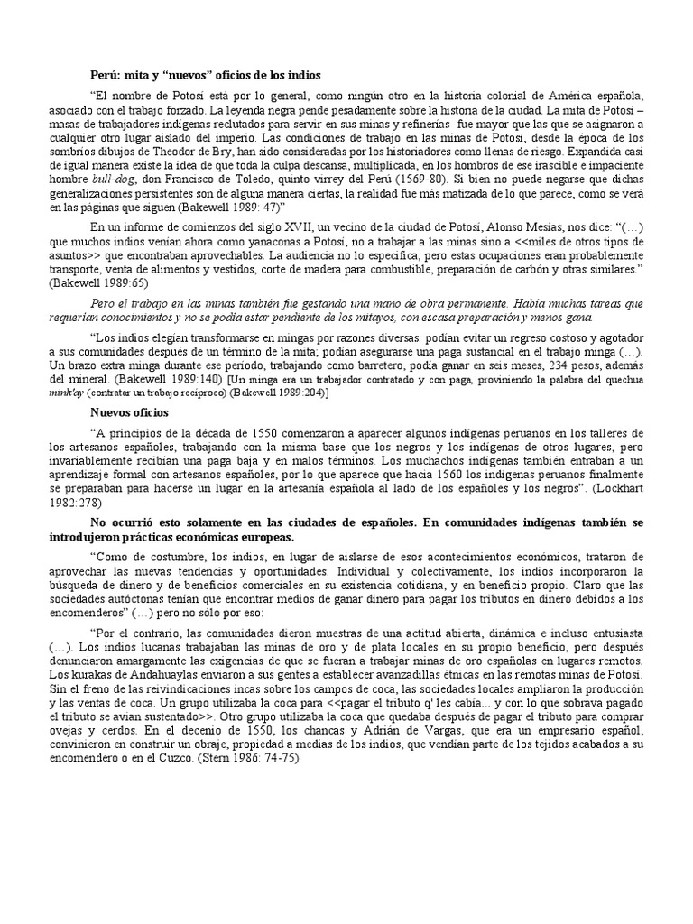 La diversificación del trabajo indígena en el Perú colonial: de la mita ...