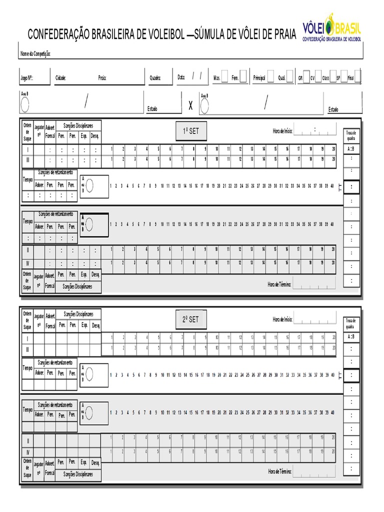 Sumula - Nova-2021 Vôlei de Praia | PDF | Voleibol