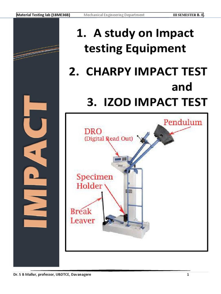 Izod and Charpy Tests On Mild Steel and C.I Specimen 666 | PDF ...