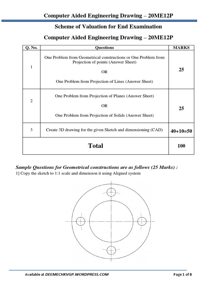 Scheme of Valuation For End Examination - Computer Aided Engineering ...