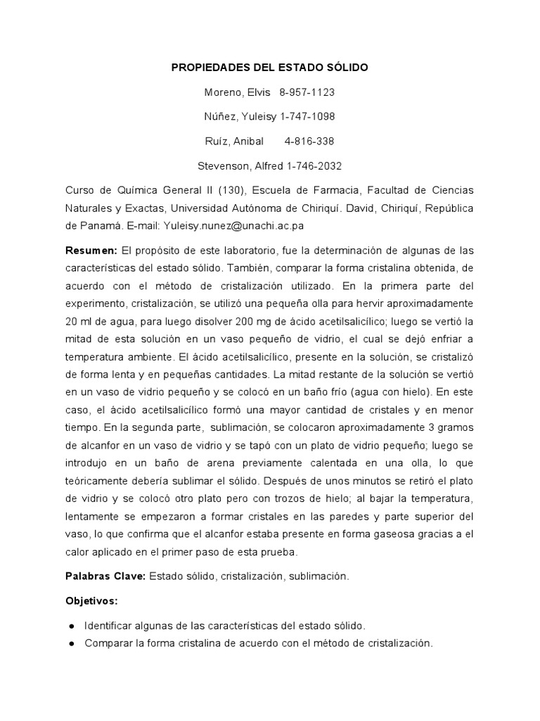 Experimento 3. Propiedades Del Estado Sólido | PDF | Fase (materia ...