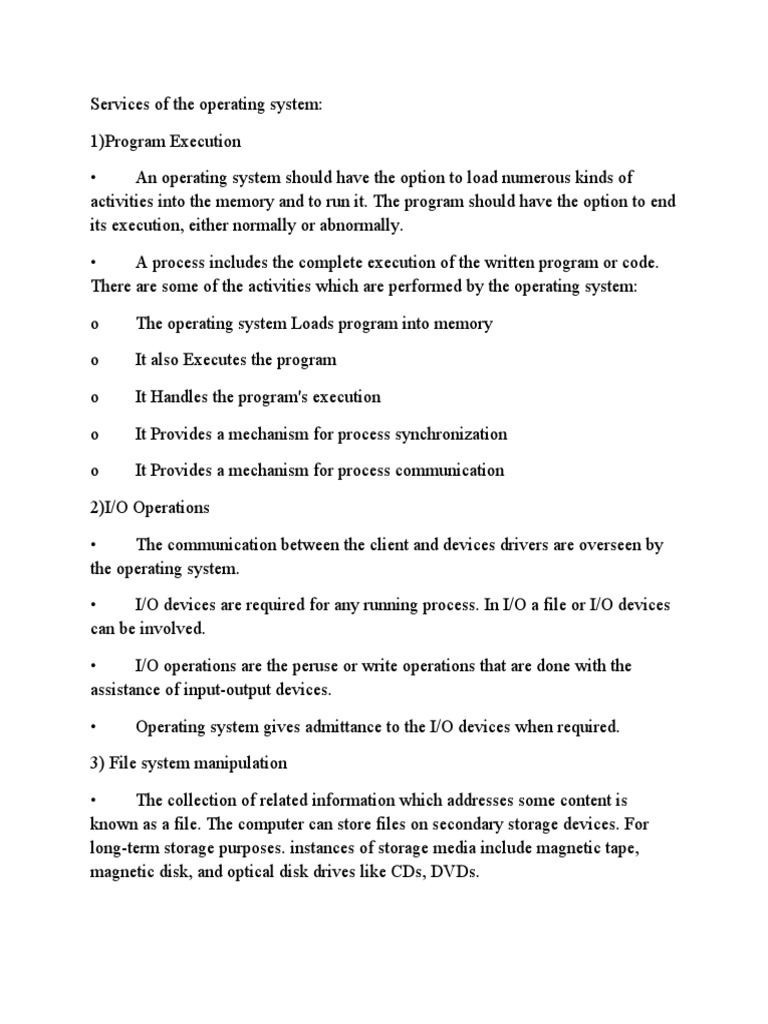 Services of Operating System | PDF | Operating System | Computer Data ...