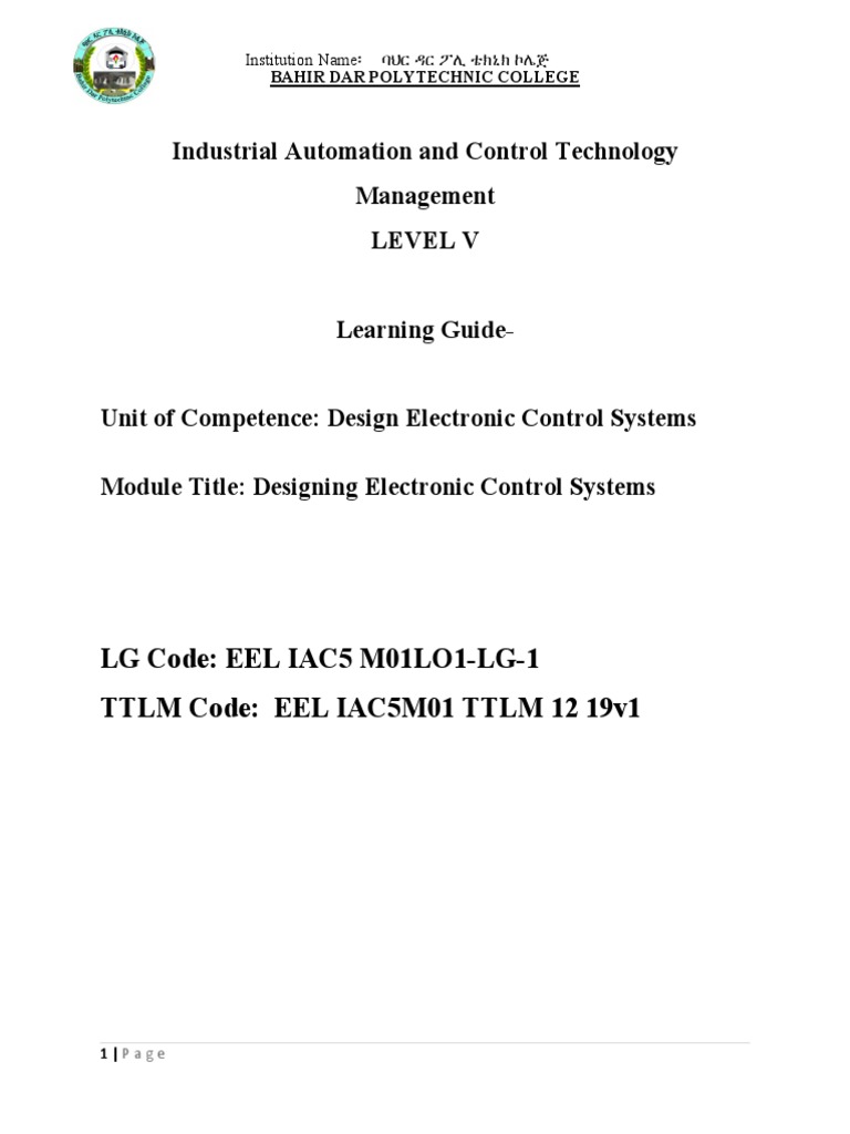Designing Electronic Control Systems Planning | PDF | Control Theory ...