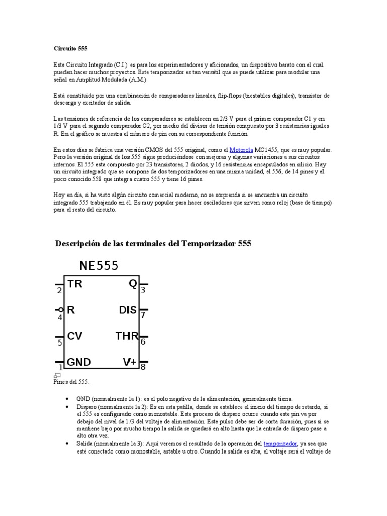 Circuito 555 | PDF | Transistor | Circuito integrado