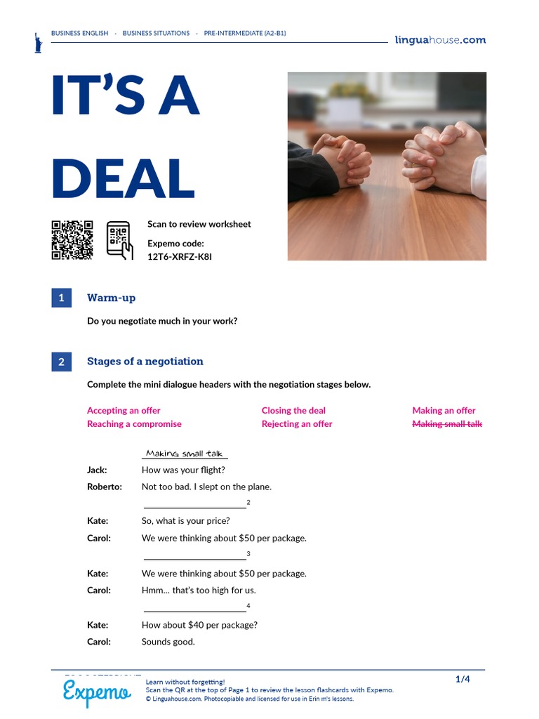 Its A Deal American English Teacher Ver2 | PDF | Sales | Business