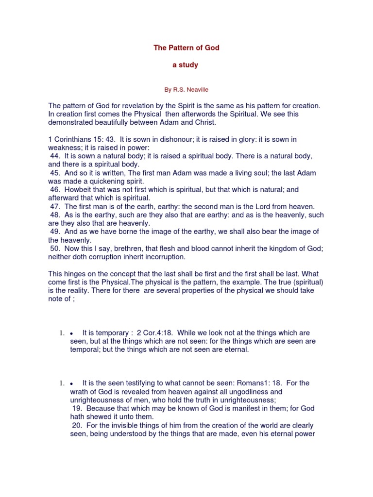 God's Pattern: Physical to Spiritual | PDF | Jesus | Religious Belief ...