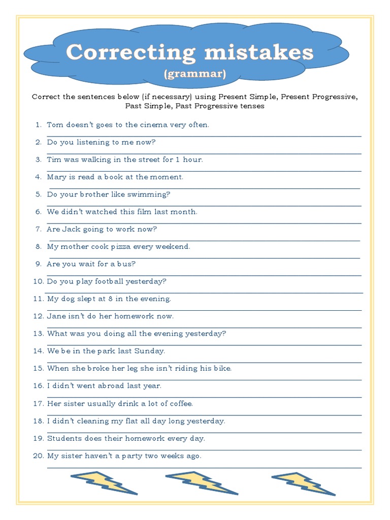 Correcting Grammatical Errors: Applying Verb Tenses to Sentences | PDF | Language Mechanics ...