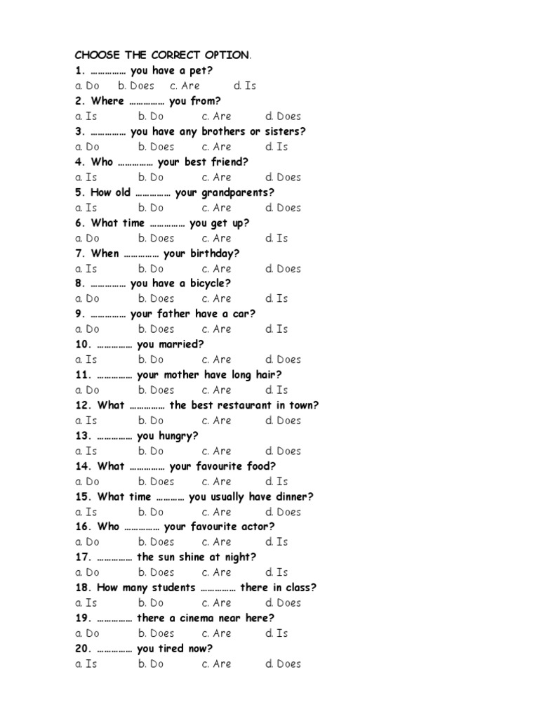 Choose The Correct Option | PDF