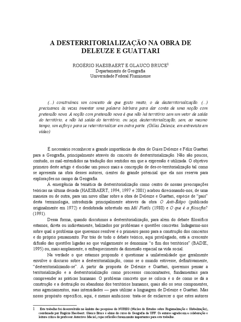 Desterritorialização em Deleuze e Guattari | PDF
