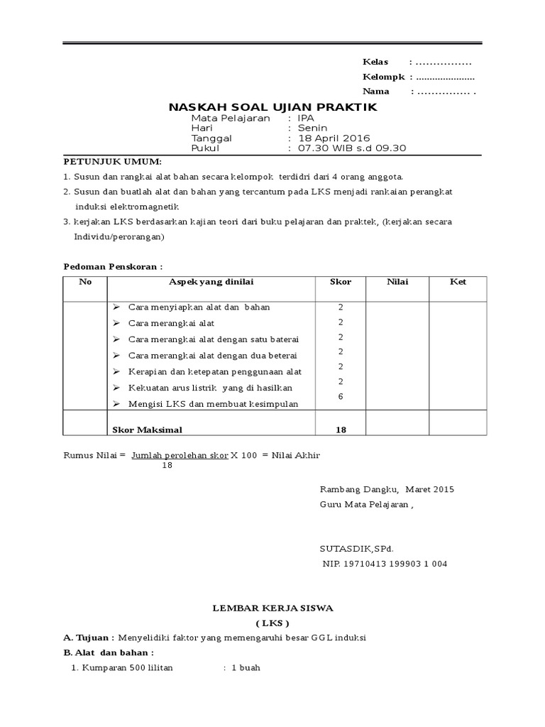 Naskah Soal Ujian Praktik | PDF