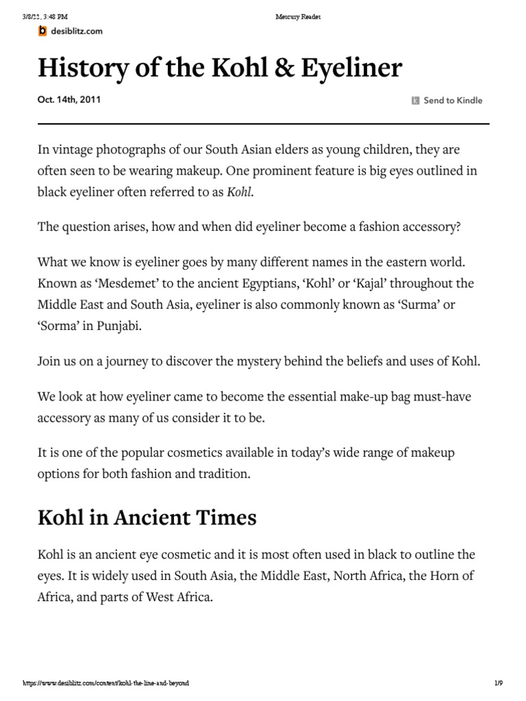 History and Evolution of Kohl Eyeliner | PDF | Toiletry | Beauty