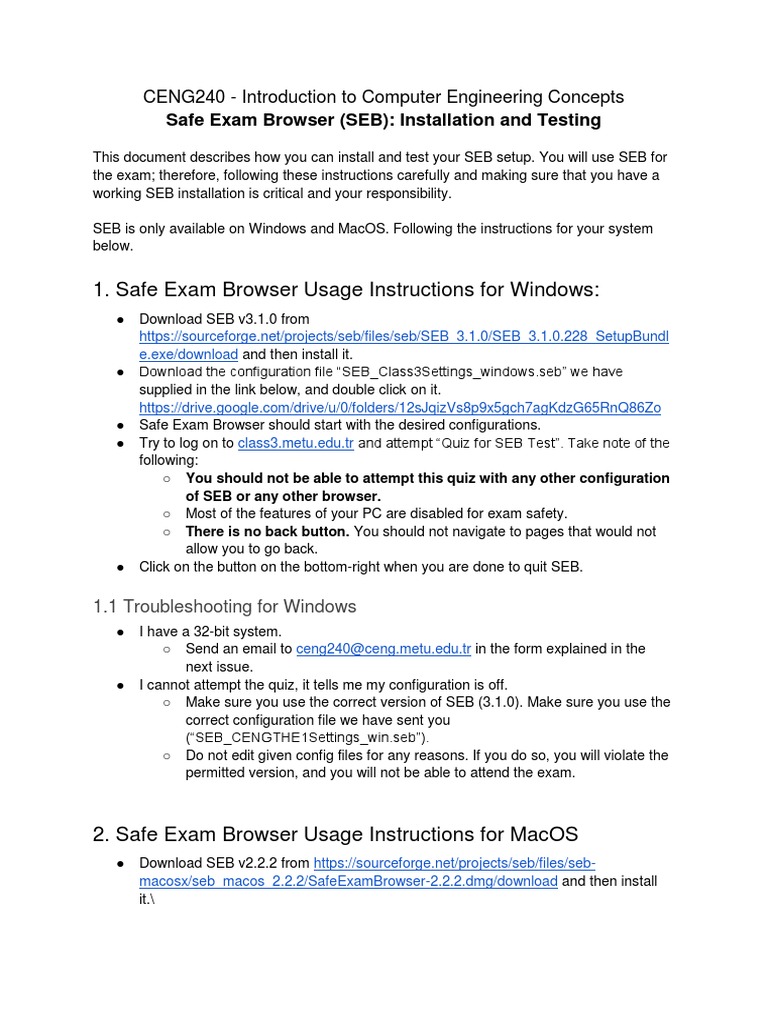 SEB Installation Guide for CENG240 | PDF | Microsoft Windows | Software