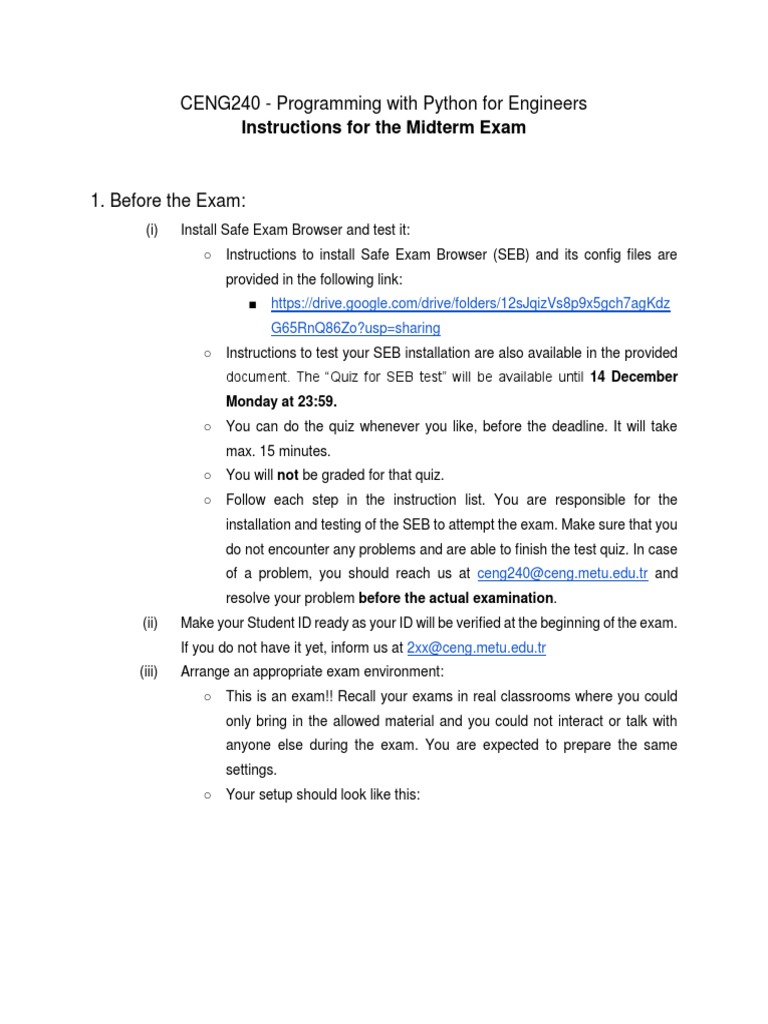 Instructions For Midterm Exam | PDF | Test (Assessment) | Computing