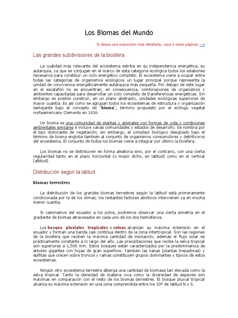 Los Biomas Del Mundo | PDF | Selva | Zona tropical