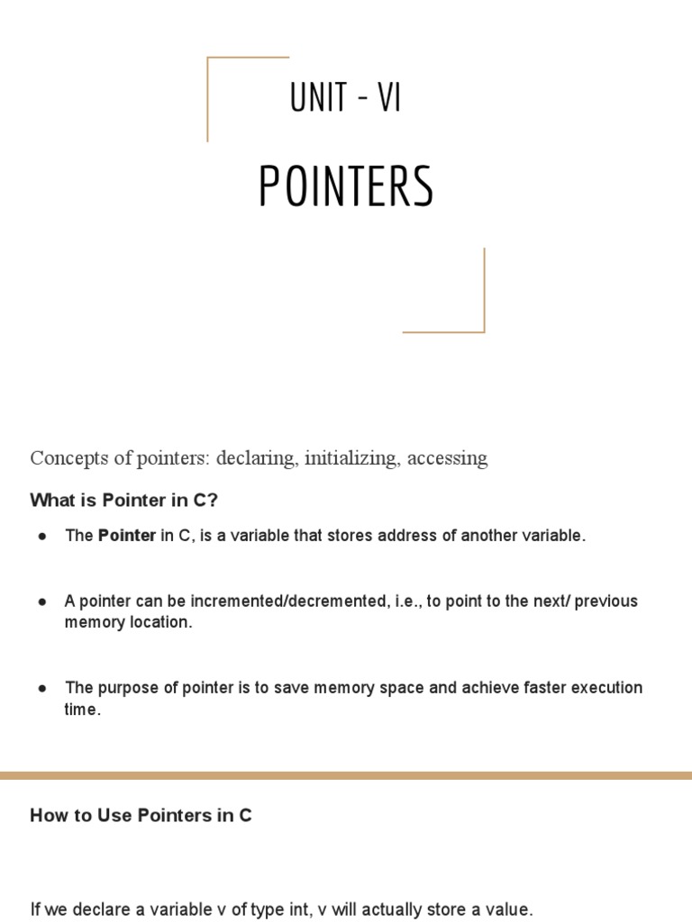 CopyofCopyofUNIT VI - Pointers | PDF | Pointer (Computer Programming) | Integer (Computer Science)