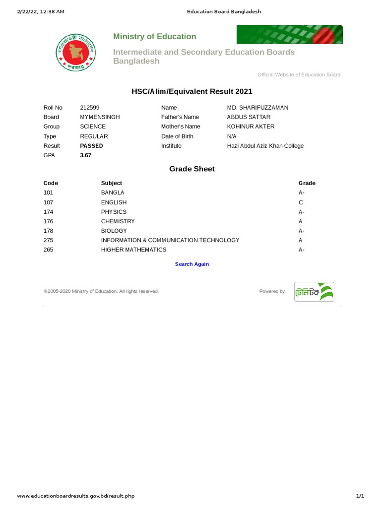 Intermediate and Secondary Education Boards Bangladesh | PDF ...