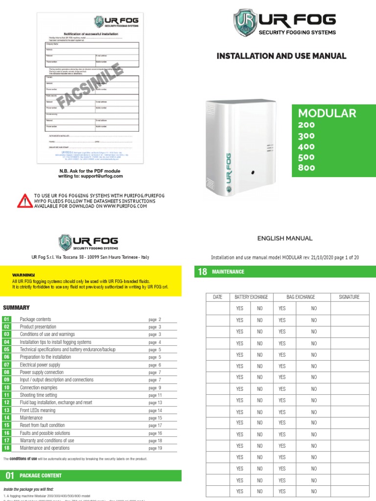 Manual MODULAR Ur Fog | PDF | Power Supply | Fuse (Electrical)