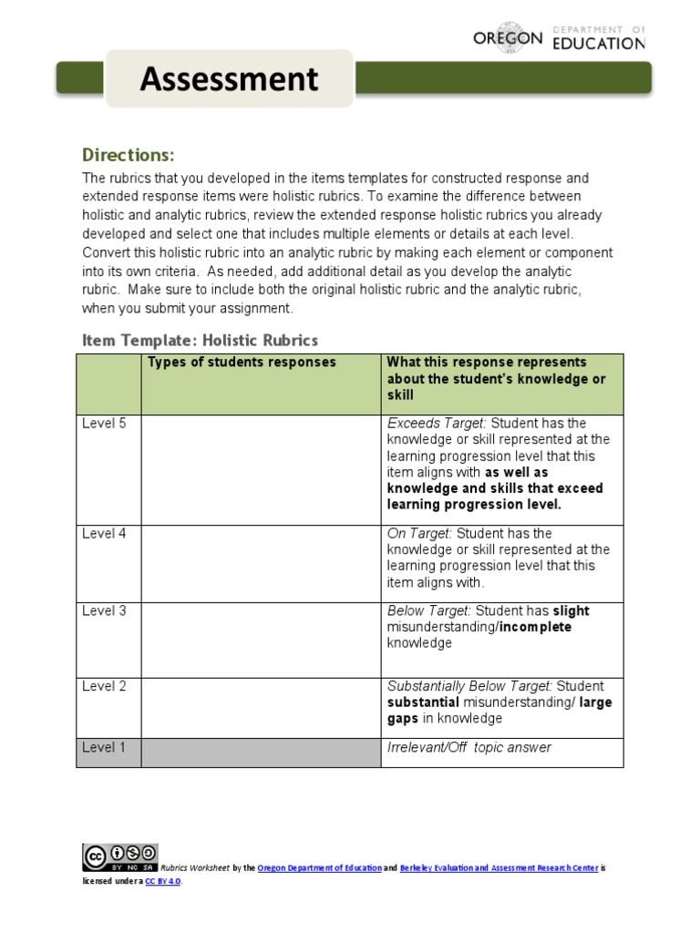Rubrics Template Worksheet | PDF | Rubric (Academic) | Cognition