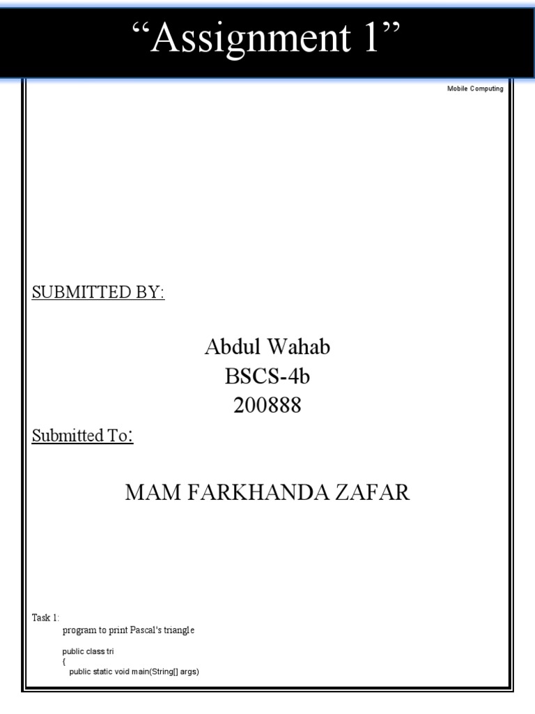 Mobile Computing Assignment1 Pdf Information Technology Management