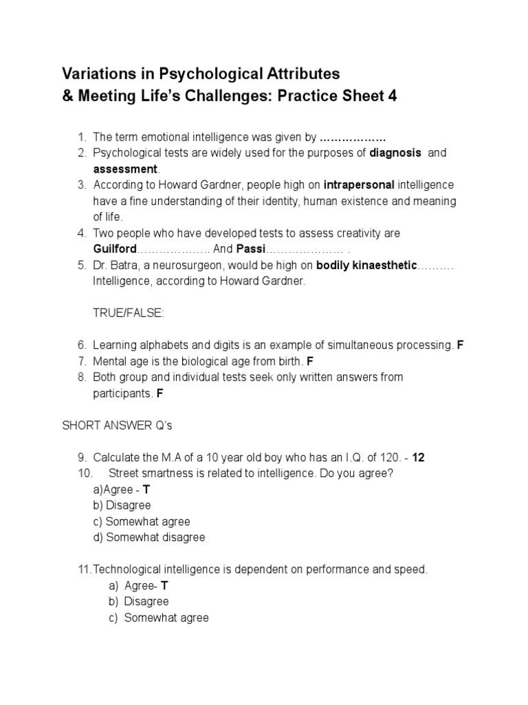 Ch. 1 & 3 Mixed MCQ'S, Case Based and Assertion Reasoning Questions - Grade XII-Psychology | PDF ...