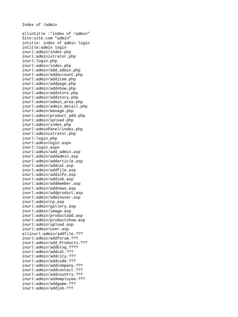 Index of Admin Area Files | PDF | World Wide Web | Internet & Web