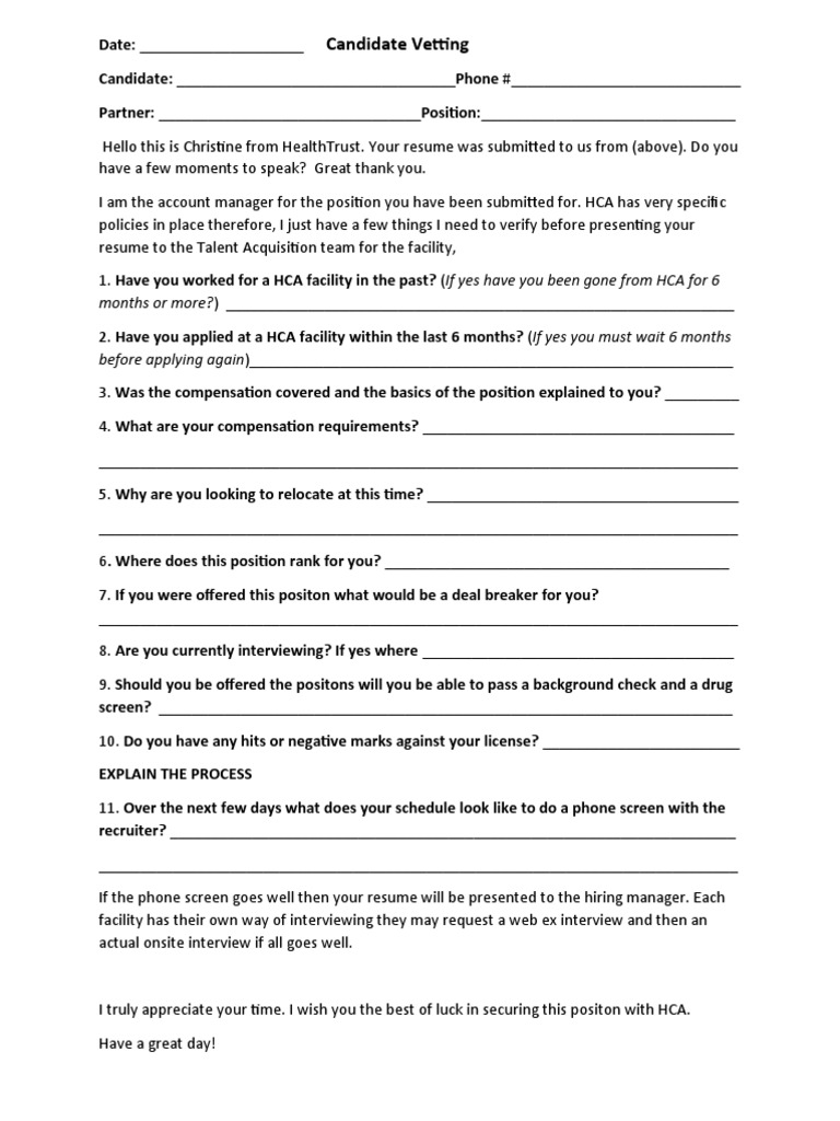 Candidate Vetting | PDF | Recruitment