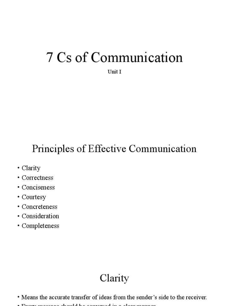 BC 7Cs Unit I | PDF | Communication | Idea