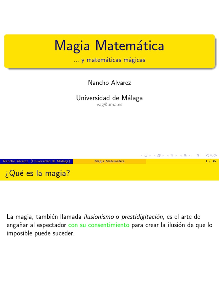 Magia Matemática ... y Matemáticas Mágicas (Presentación) Autor Nancho ...