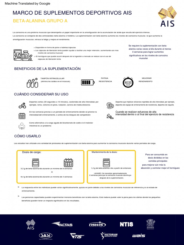 AIS Beta Alanine Infographic SPA | PDF | Dopaje en el deporte