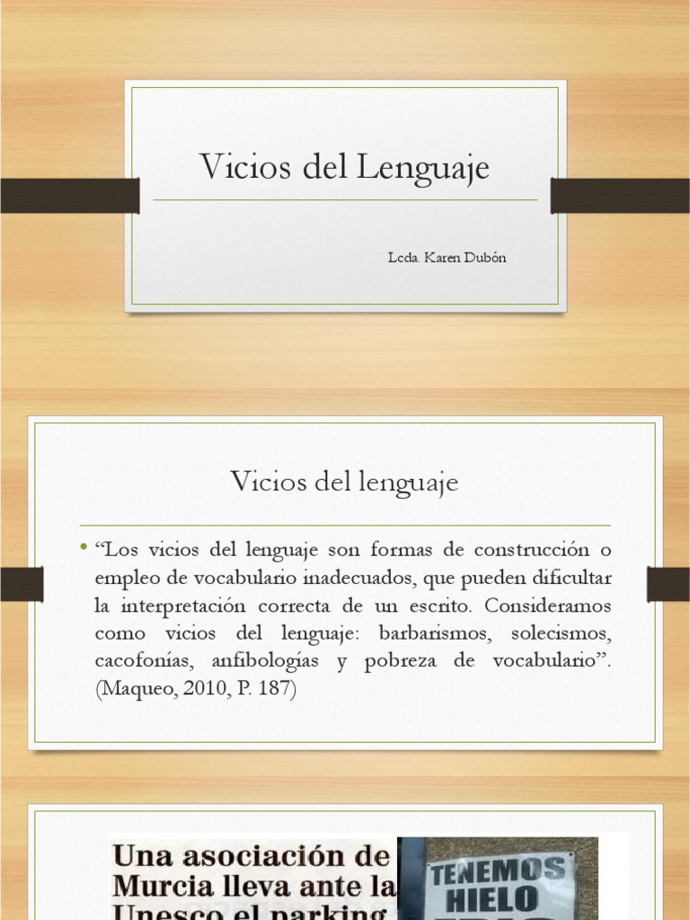 Vicios del lenguaje y sus tipos | PDF | Idiomas | Estudios de idiomas extranjeros