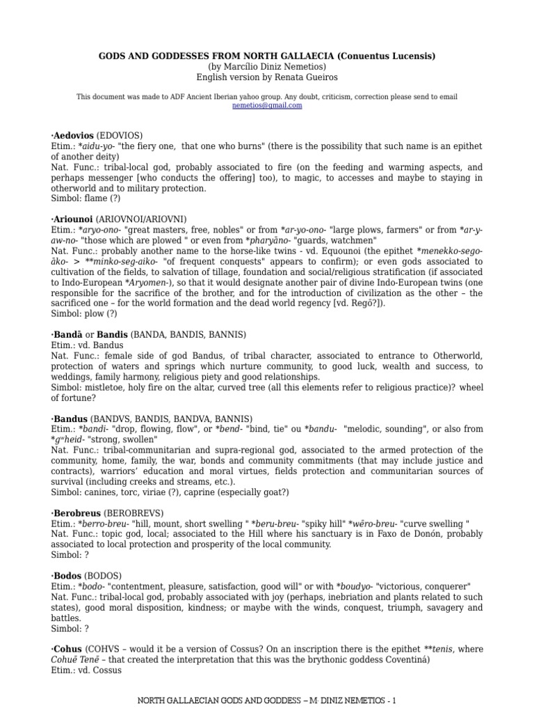 North Gallaecian Gods | PDF | Deities
