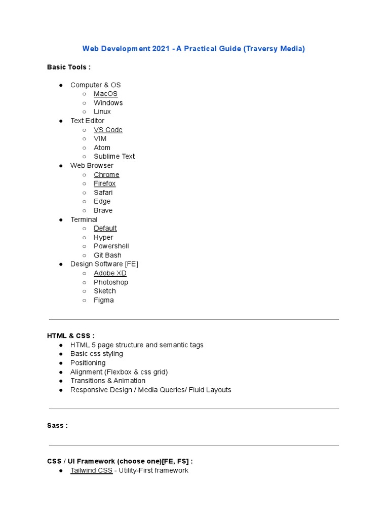 Web Development 2021 - A Practical Guide (Traversy Media) | PDF | Web Application | Internet & Web