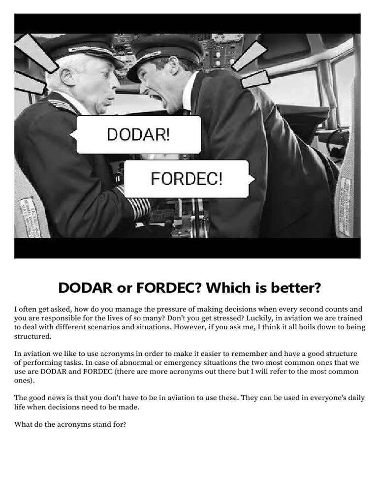 DODAR vs FORDEC in Aviation Decision-Making | PDF | Career & Growth ...