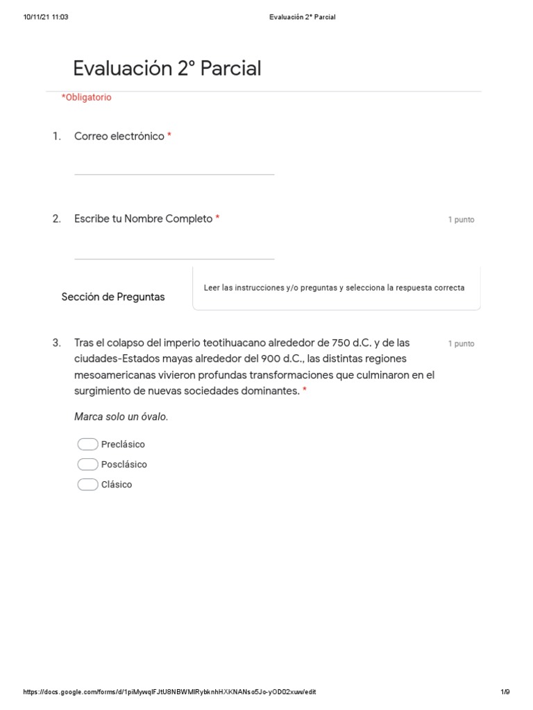 Evaluación 2° Parcial - Formularios de Google | PDF | Mesoamérica