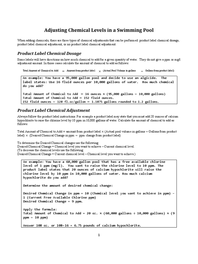 Chemical Adjustment Pool | PDF