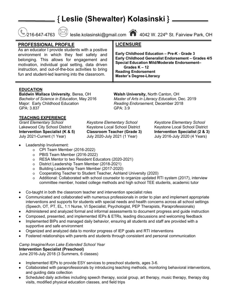 Resume 2022 | PDF | Individualized Education Program | Teachers