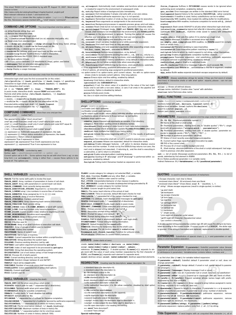 Bash 3 2 O Reilly Command Line Options Pdf Parameter Computer