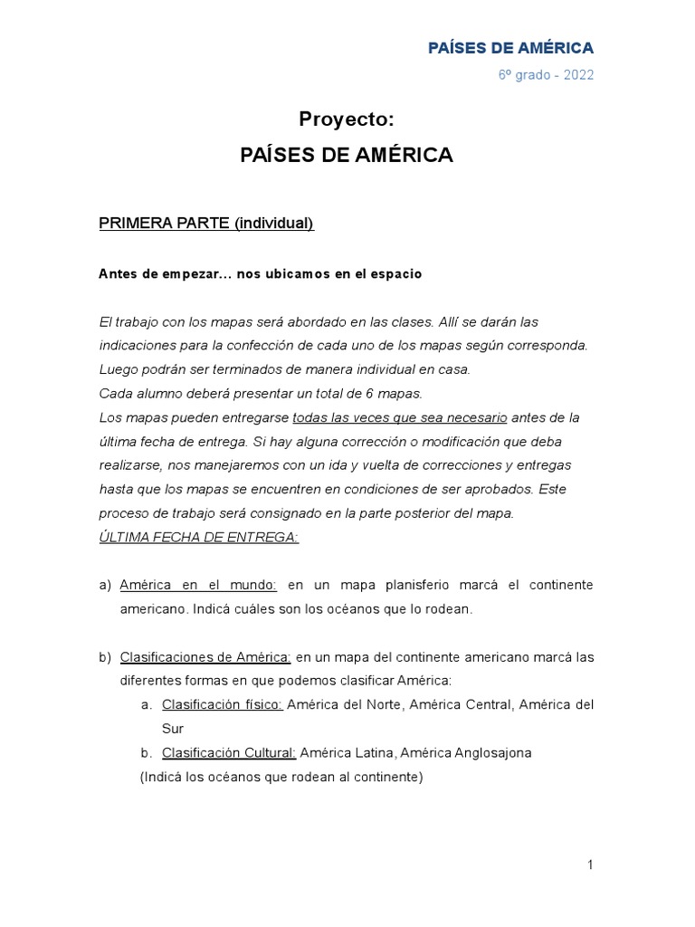 Proyecto sobre los Países de América | PDF | Américas | Centroamérica