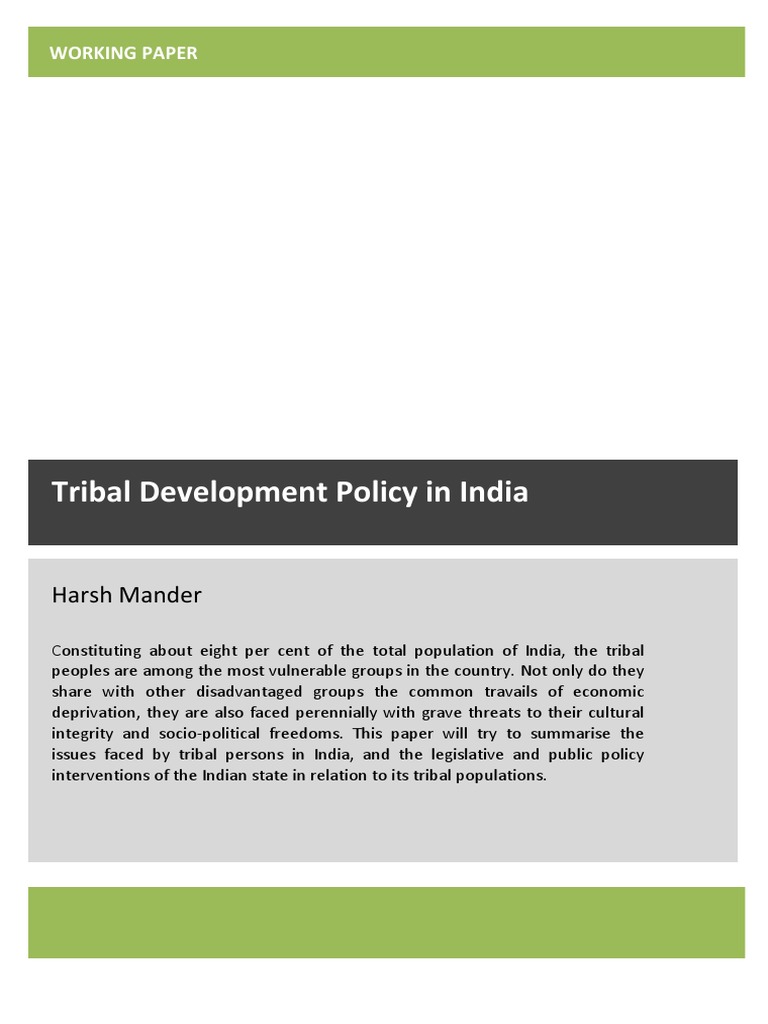 India's Tribal Development Policy | PDF | Loans | Poverty