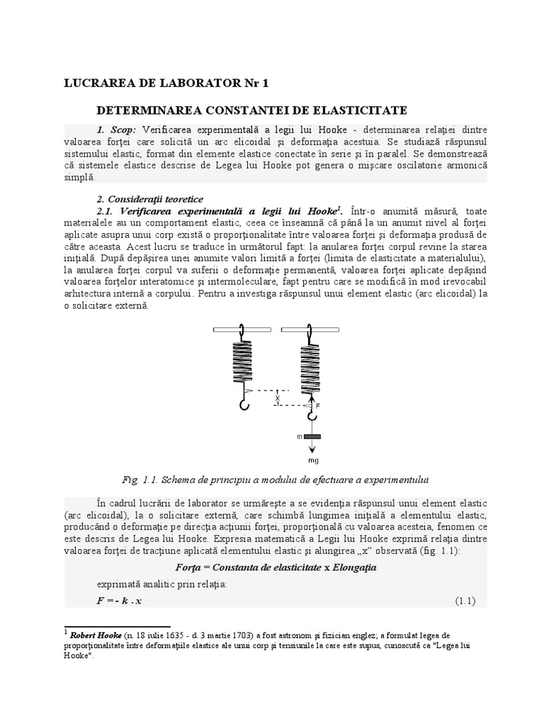 Lab 1 CONSTANTA DE ELASTICITATE | PDF