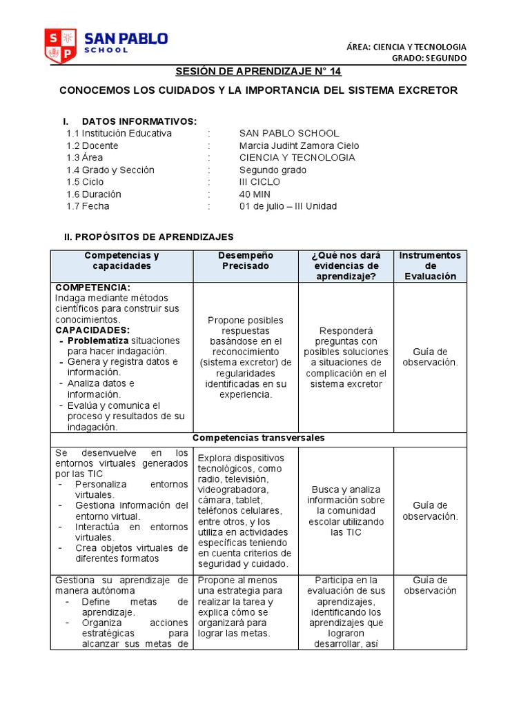 Sesion Ciencia Segundo Grado | PDF | Aprendizaje | Evaluación