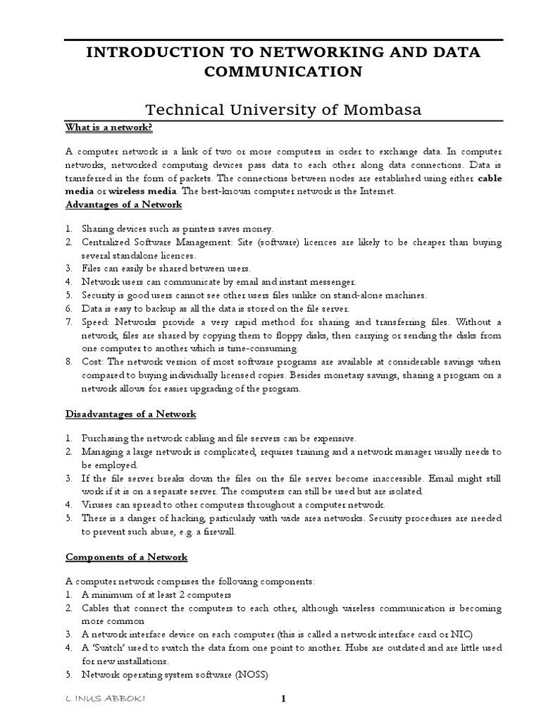 Network and Data Communication | PDF | Transmission Medium | Network ...