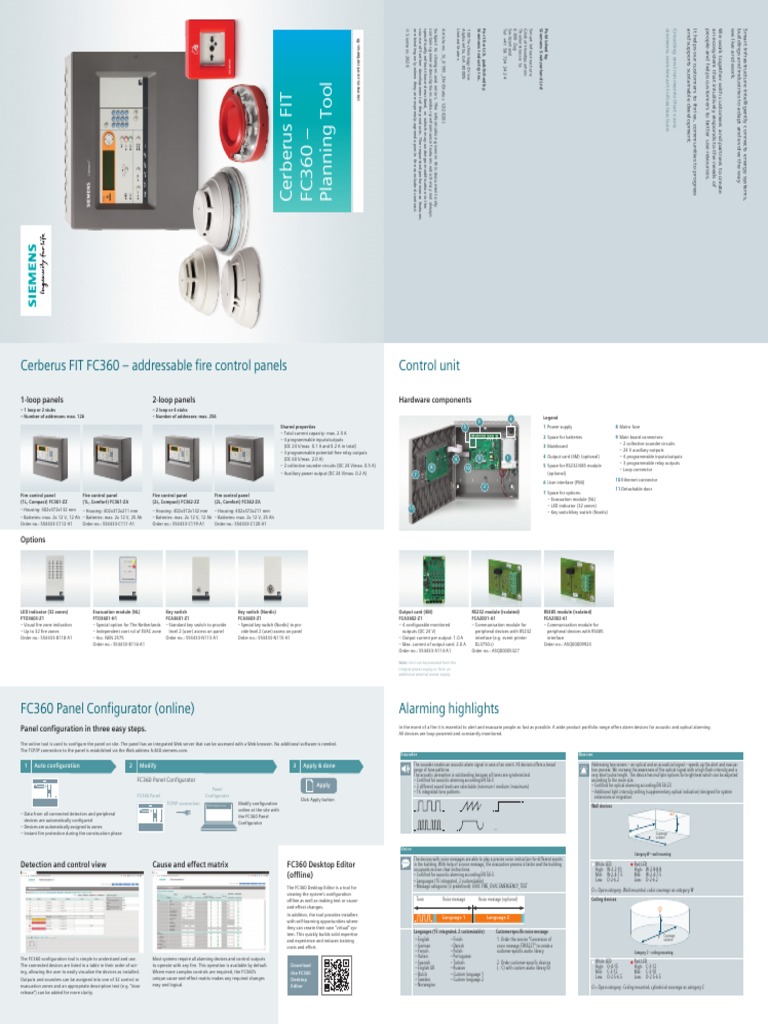 Control Unit Cerberus FIT FC360 - Addressable Fire Control Panels | PDF ...