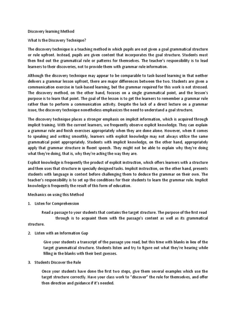 Discovery Learning Method | PDF | Learning | Grammar