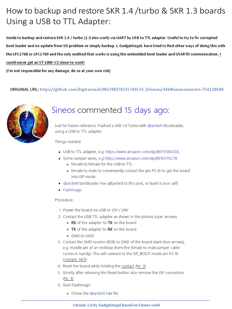 Guide UART Flash SKR V1.3 or SKR V1.4 or SKR V1.4 TURBO Using USB To TTL Adapter Using Windows ...
