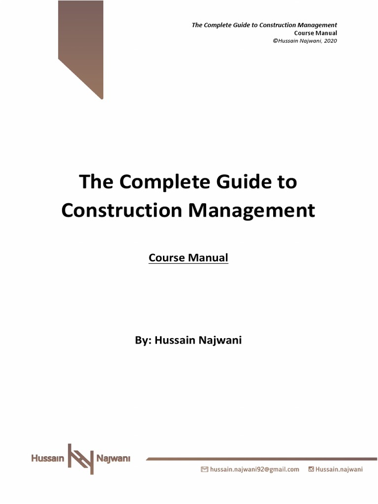 The Complete Guide To Construction Management: Course Manual | PDF ...