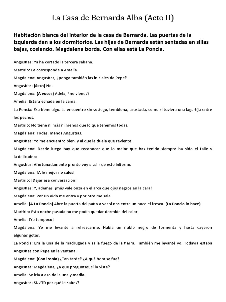 Conflictos en La Casa de Bernarda Alba | PDF