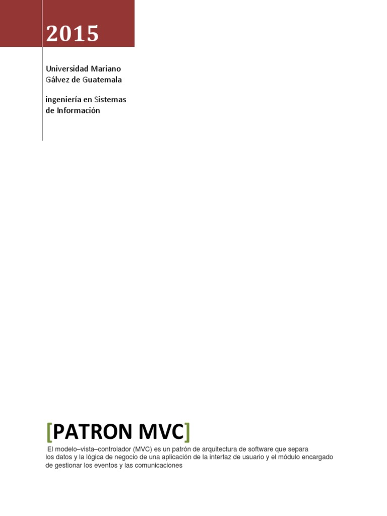 Patron MVC | PDF | Modelo – Vista – Controlador | Software de la aplicacion