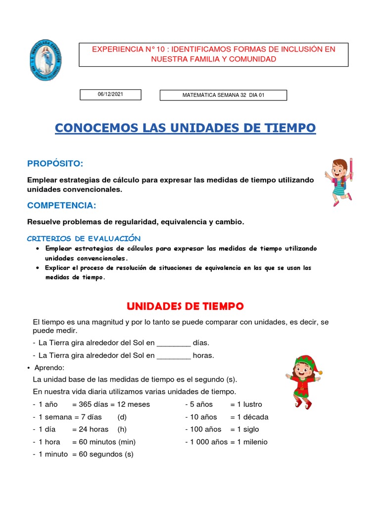 Unidades de Tiempo para Primaria | PDF | Reloj | Hora